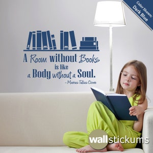 Wall Quote Decal - A Room Without Books Vinyl Wall Art Decal Quote ...