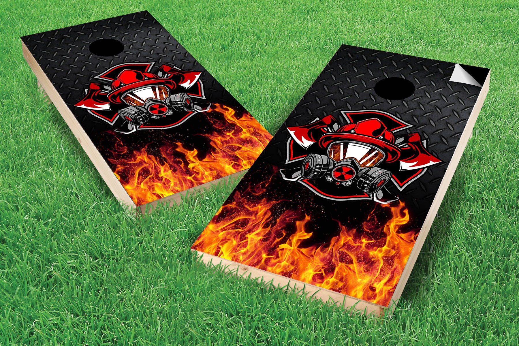 Firefighter Cornhole Board WRAPS With Flames - LAMINATED & DURABLE - Etsy