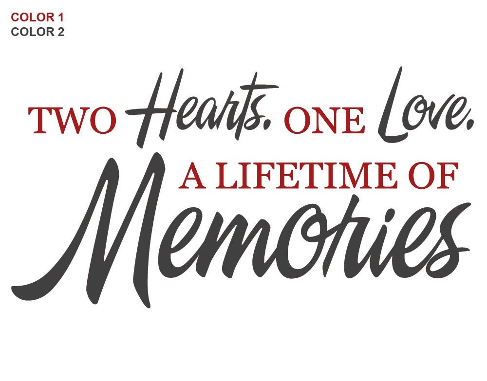 Two Hearts One Love Vinyl Wall Art Quote Decal - Etsy