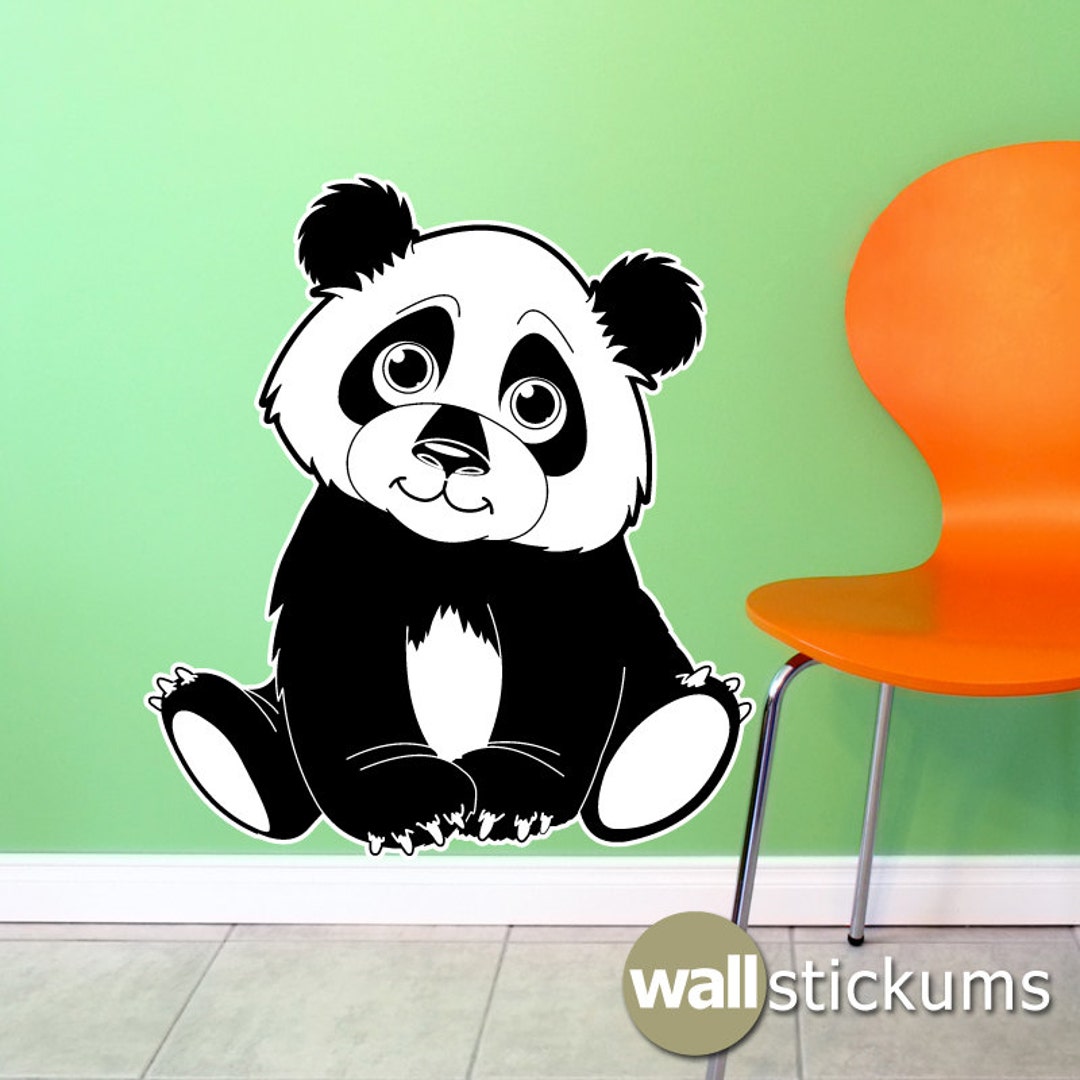 Panda Wall Decal Kids Nursery Bedroom Play Room Wall Art Vinyl Sticker ...