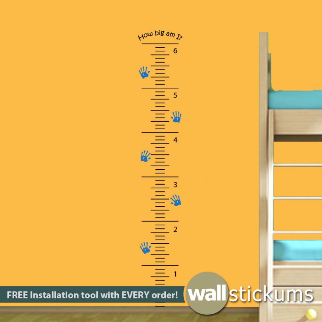 Kids Growth Chart Wall Decal – "how Big Am I", Handprints - Etsy
