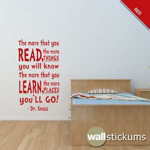Wall Decal : Dr. Seuss the More You Read Wall Art Quote Vinyl Sticker ...
