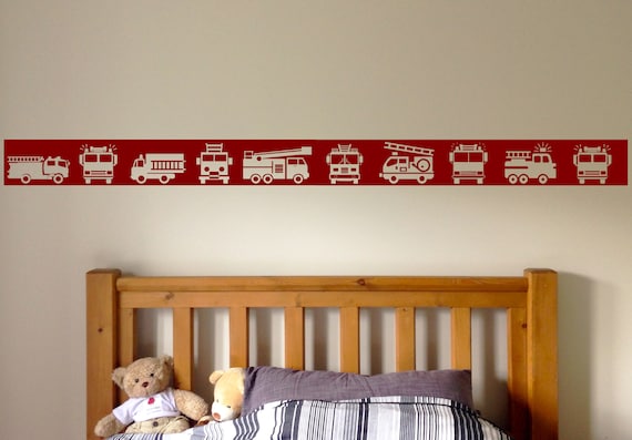 Fire Trucks Knockout Border Wall Decal Kids Vinyl Wall Art | Etsy