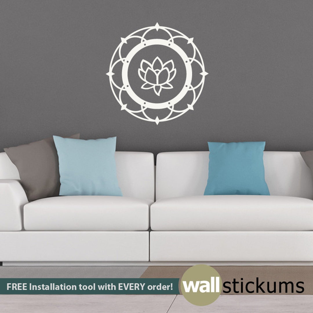 Wall Decal: Lotus Flower Vinyl Wall Art Decal Sticker - Living Room ...