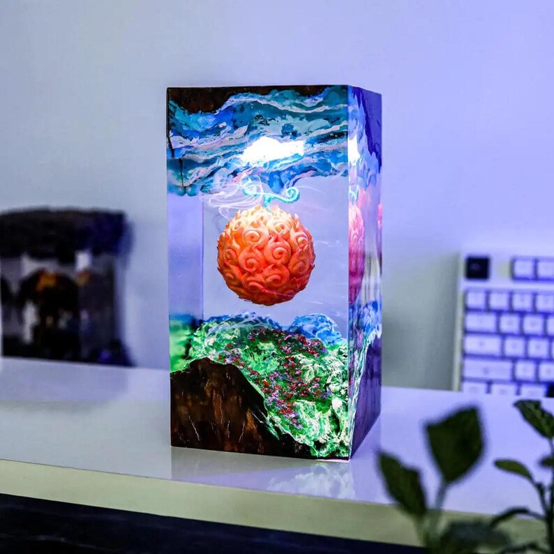 Cursed Devil Fruit Epoxy Resin Wood Lamp Night Light Unique Her Him Mom ...
