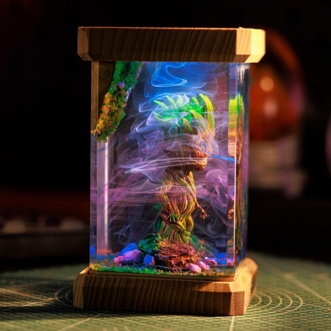 Super Hero Resin Lamp, Epoxy Lamp, Custom Wood Desk Lamp, Custom Anime ...