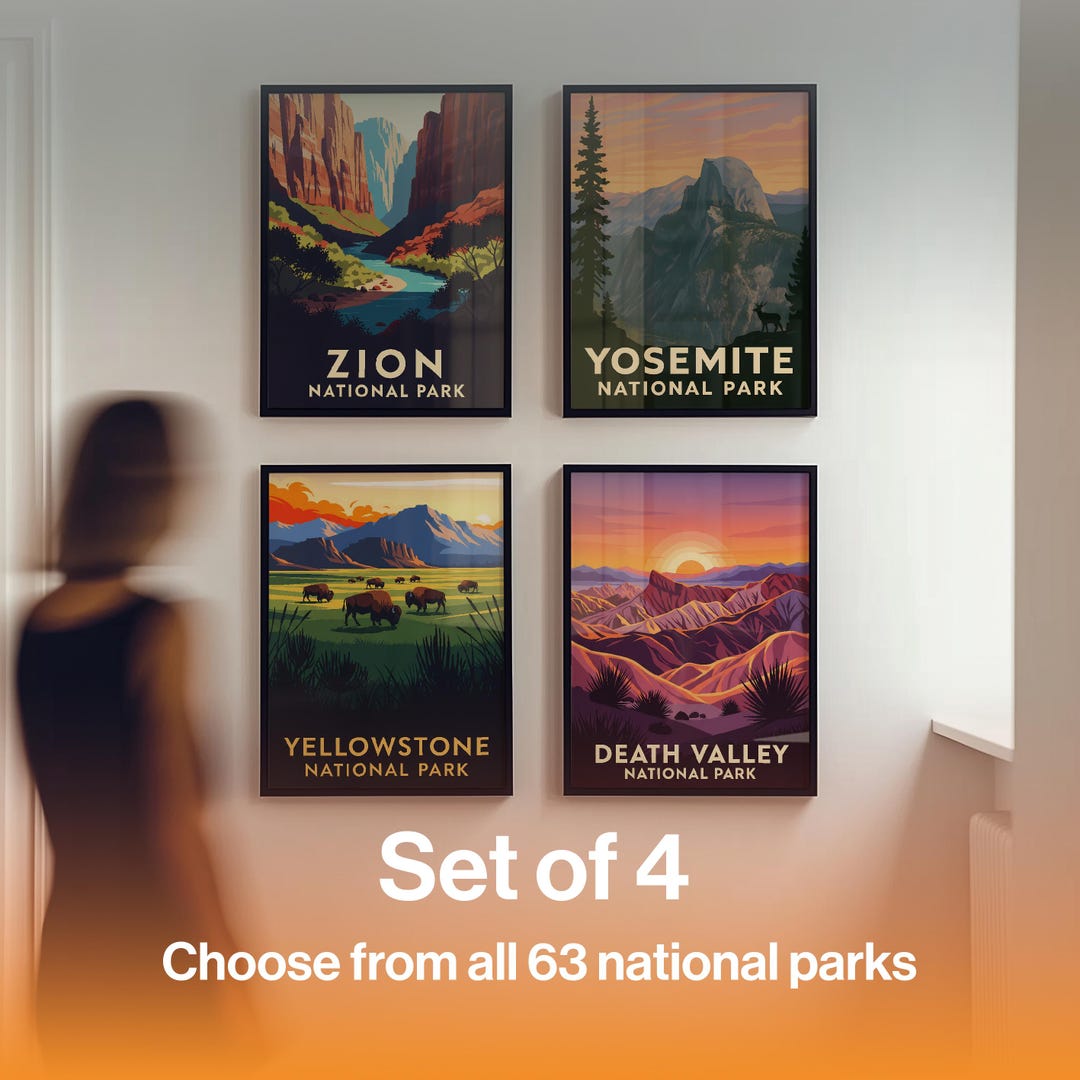 National Park Poster Set - Choose Any 4 Scenic Prints | Nature Lover ...
