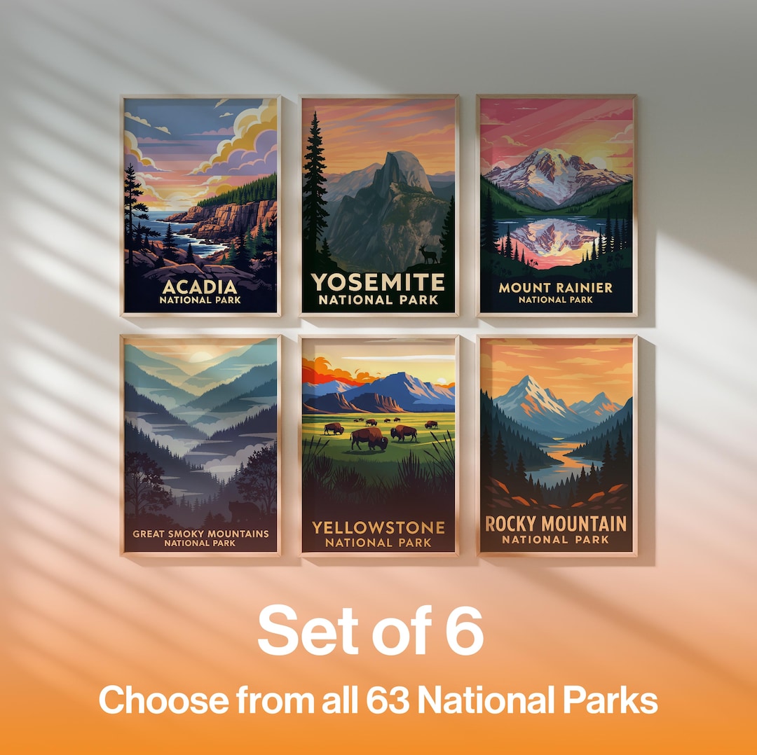 National Park Poster Set - Choose Any 6 Scenic Prints | Nature Lover ...