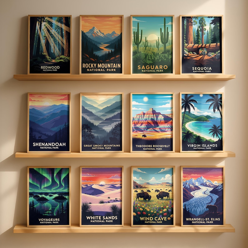 National Park Poster Set - Choose Any 3 Scenic Prints | Nature Lover ...