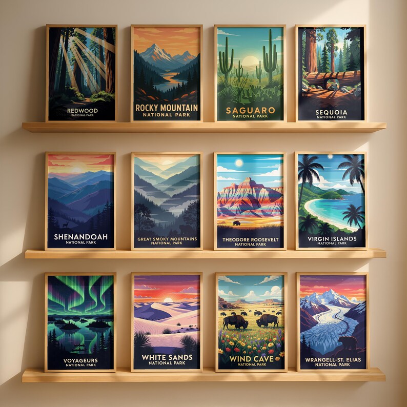 National Park Poster Set - Choose Any 4 Scenic Prints | Nature Lover ...