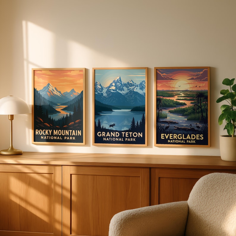 National Park Poster Set - Choose Any 3 Scenic Prints | Nature Lover ...