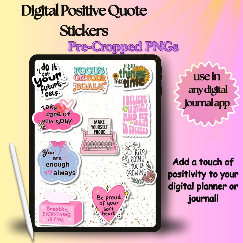 Motivational Quote Stickers: Goodnotes Positive Affirmations (digital ...