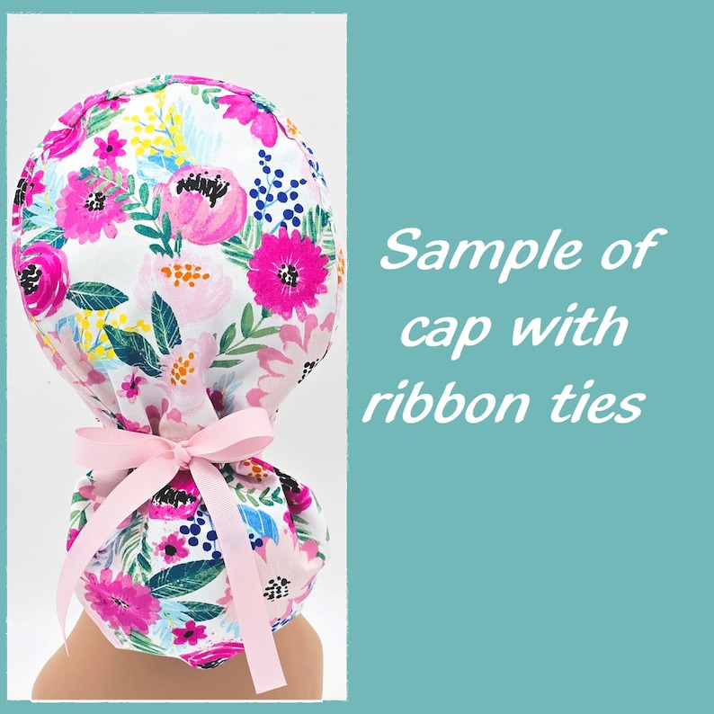 Ponytail Scrub Cap for Women: Cartoon Surgical Hat With Lining for ...
