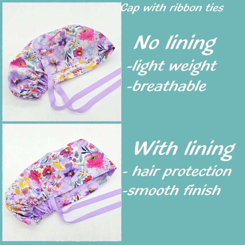 Ponytail Scrub Cap for Women: Cartoon Surgical Hat With Lining for ...
