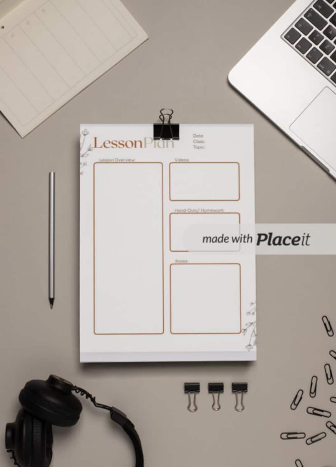 Lesson Plan Organizer- Simple and Easy 1 Page Printable Lesson Planner ...