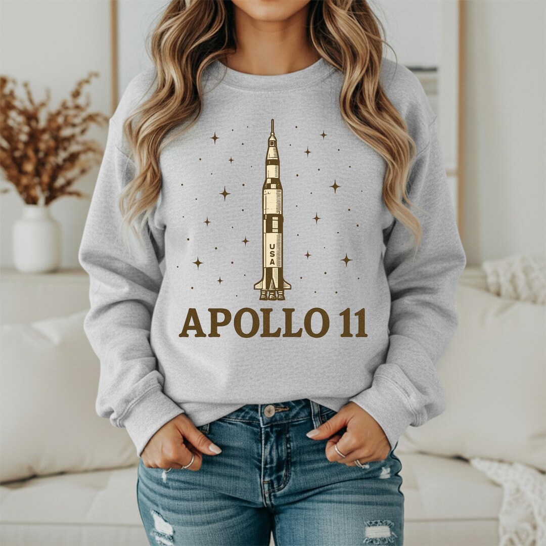 Apollo 11 Rocket Sweatshirt, Moon Mission Space Graphic, Space ...