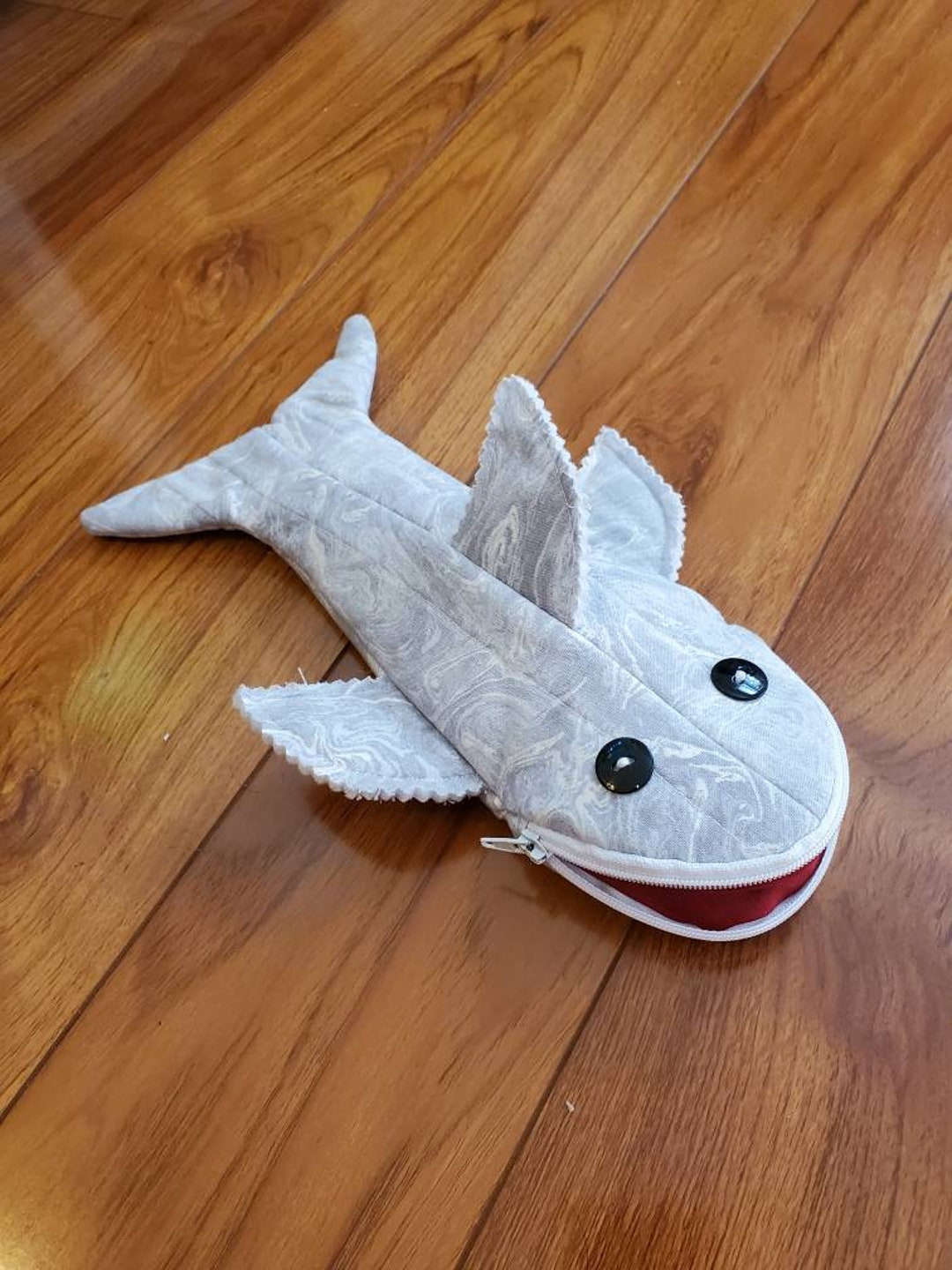 Gray Shark Pencil Case With Zipper Shark Cosmetic Bag Shark - Etsy
