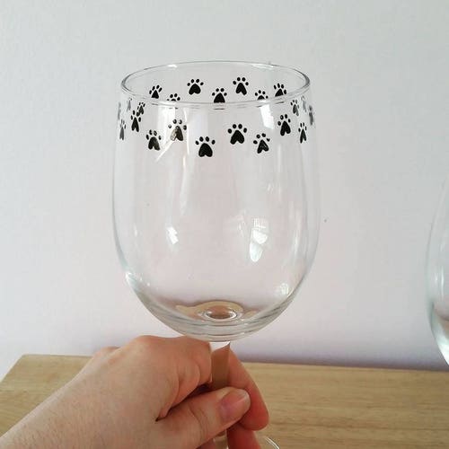 Paw Prints Wine Glass Hand Painted Pet Lovers Wine Glass | Etsy