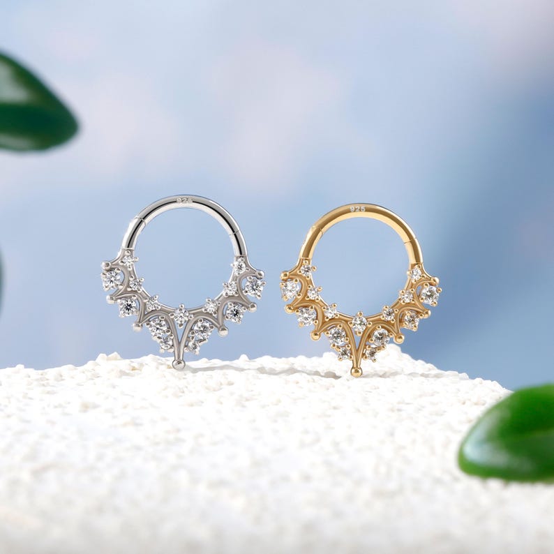 16G Star Septum Ring Sterling Silver Septum Clicker, 8mm Daith Earring ...