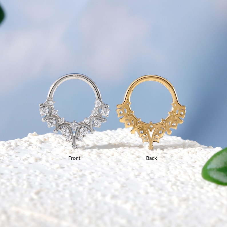 16G Star Septum Ring Sterling Silver Septum Clicker, 8mm Daith Earring ...