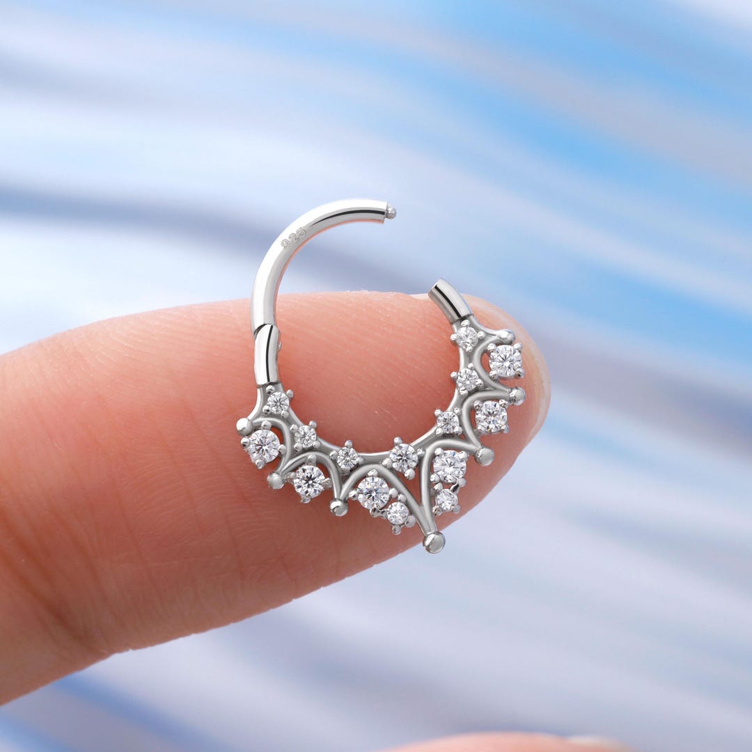 16G Star Septum Ring Sterling Silver Septum Clicker, 8mm Daith Earring ...