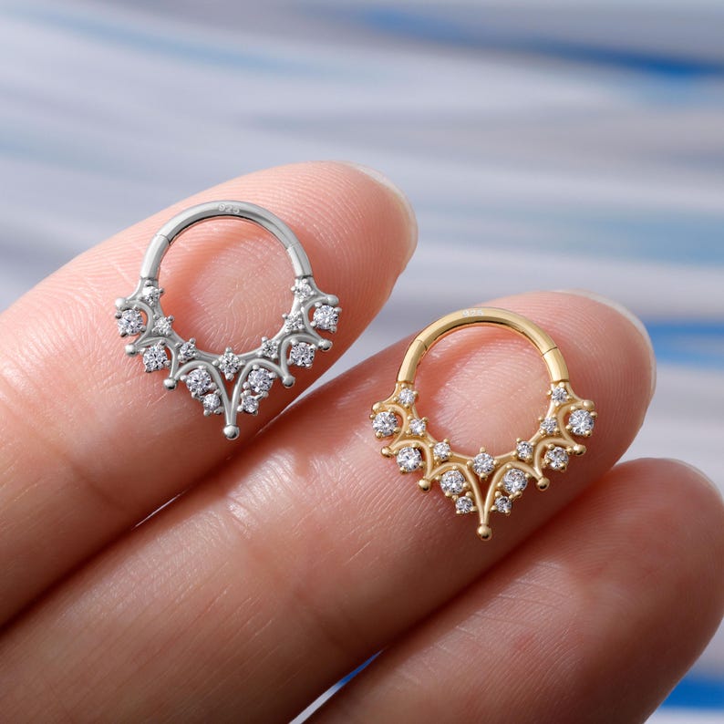 16G Star Septum Ring Sterling Silver Septum Clicker, 8mm Daith Earring ...