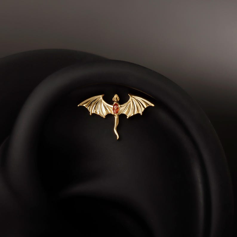 Flying Dragon Cartilage Threadless Stud, Helix Flat Back Earring ...