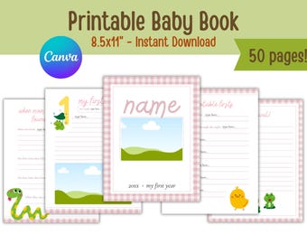 Editable Baby Memory Book Template | Gender Neutral Baby Journal ...