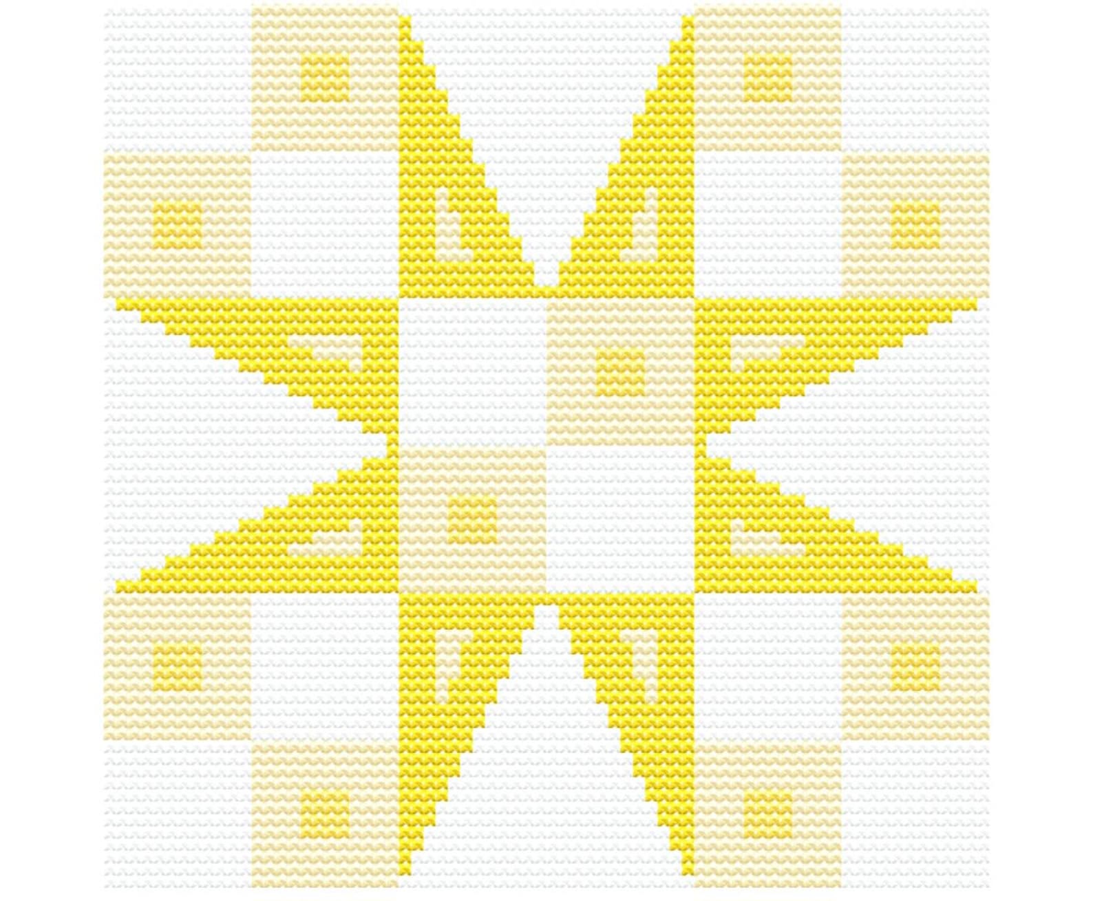 54-40 or Fight Quilt Block Cross Stitch Pattern - Buttercup Yellow (PDF ...
