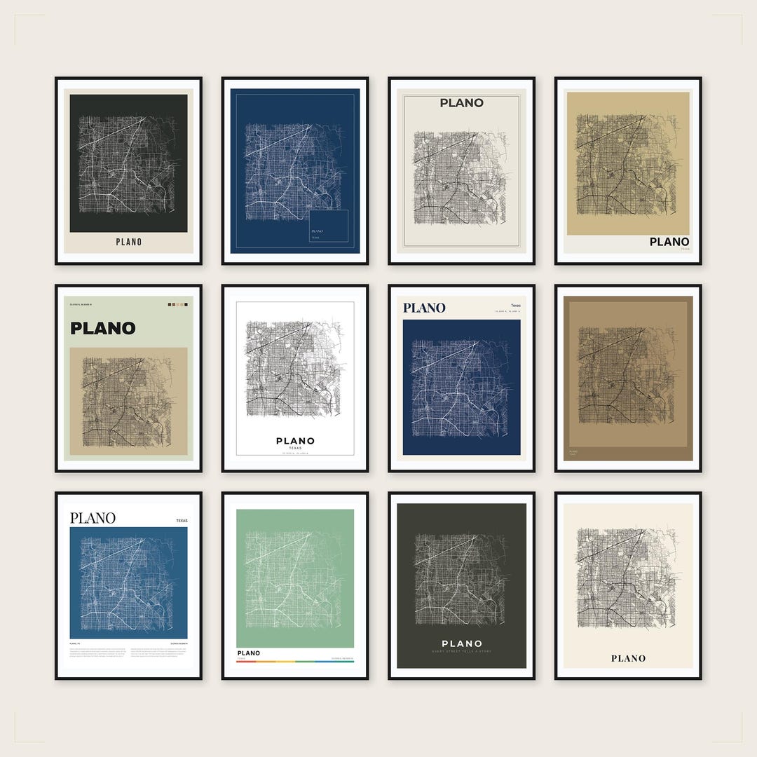 Plano Map Poster Bundle | 75 Maps + Canva Templates | Printable Wall ...