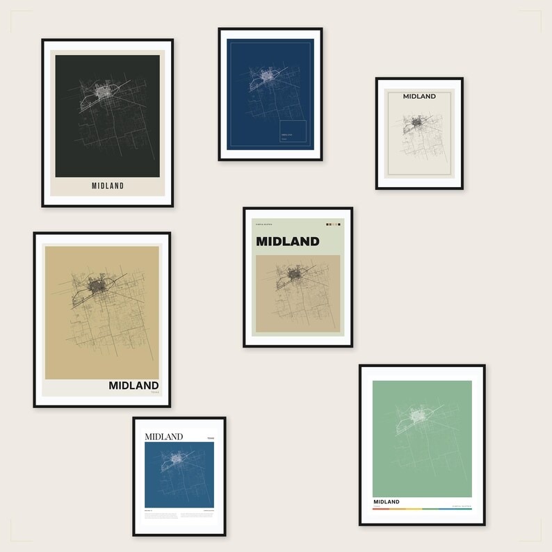 Midland Map Poster Bundle | 75 Maps + Canva Templates | Printable Wall ...