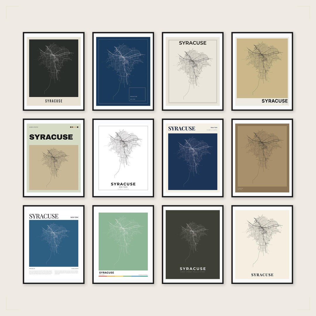 Syracuse Map Poster Bundle | 75 Maps + Canva Templates | Printable Wall ...