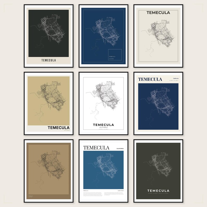 Temecula Map Poster Bundle | 75 Maps + Canva Templates | Printable Wall ...