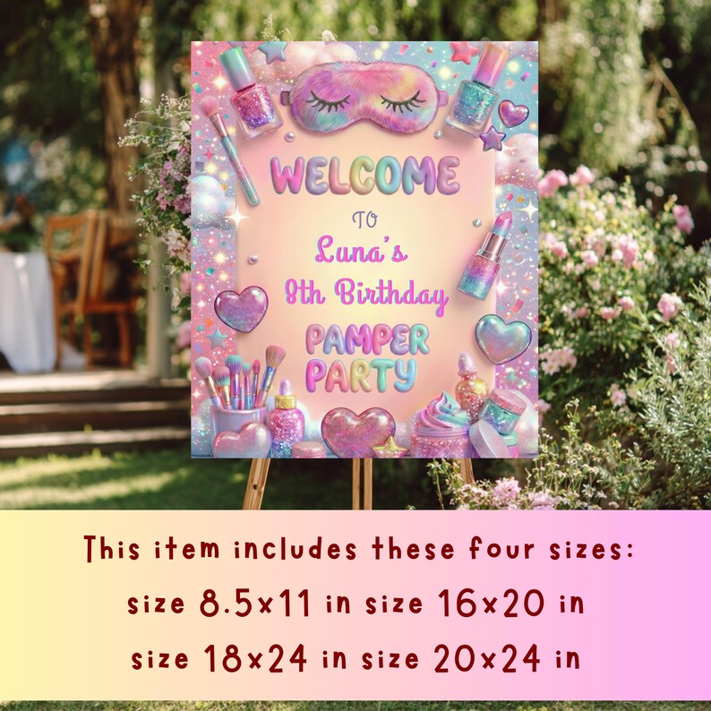 Pamper Party Welcome Sign, Spa Birthday Party Decoration, Girls ...
