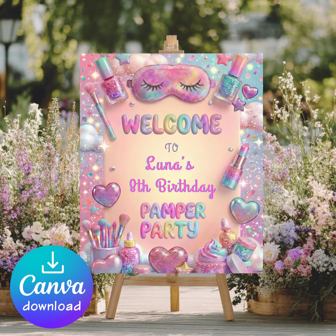 Pamper Party Welcome Sign, Spa Birthday Party Decoration, Girls ...