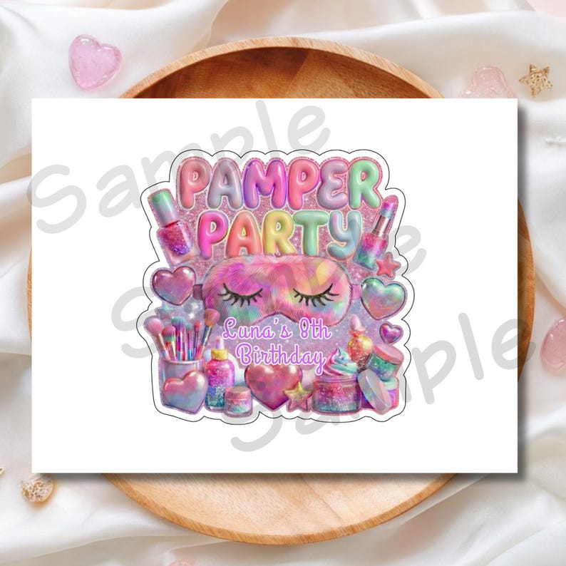 Editable Pamper Party Birthday Cake Topper | Spa Birthday Cake Topper ...
