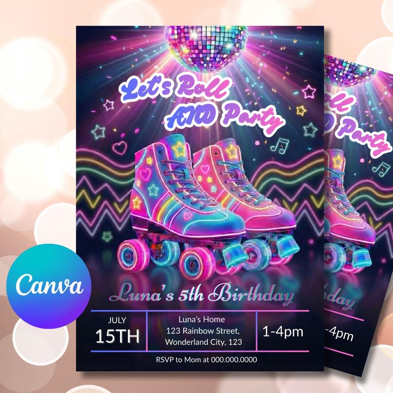 Skate Theme Party Invite - Etsy