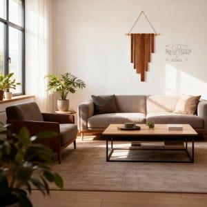 Handmade Brown Leather Wall Hanging | Modern Boho Home Décor | Rustic ...