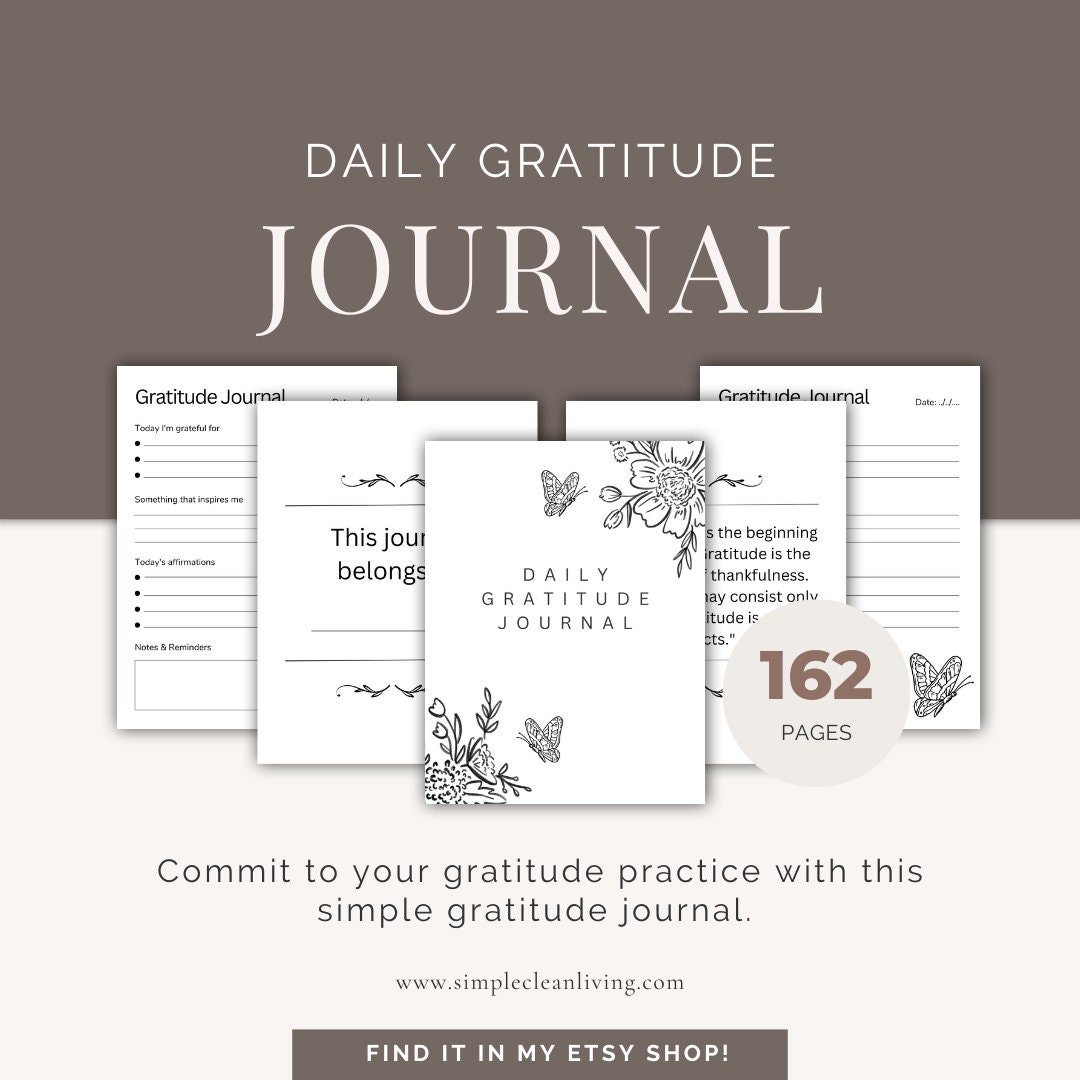 Simple Daily Gratitude Journal - Etsy