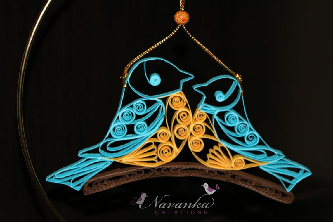 Paper Quilling Birds Sitting on a Branch Two Birds on a | Etsy