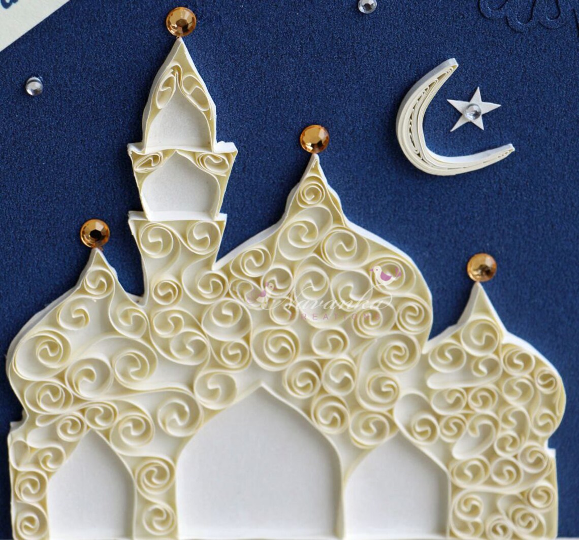 Eid Mubarak Greeting Card Handmade With Paper Quilling Eid - Etsy