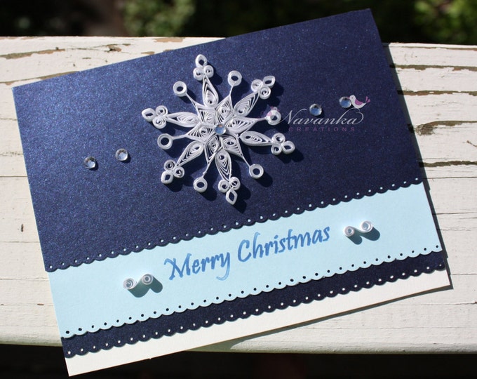 Handmade Christmas Card With Paper Quilling Snowflake - Etsy