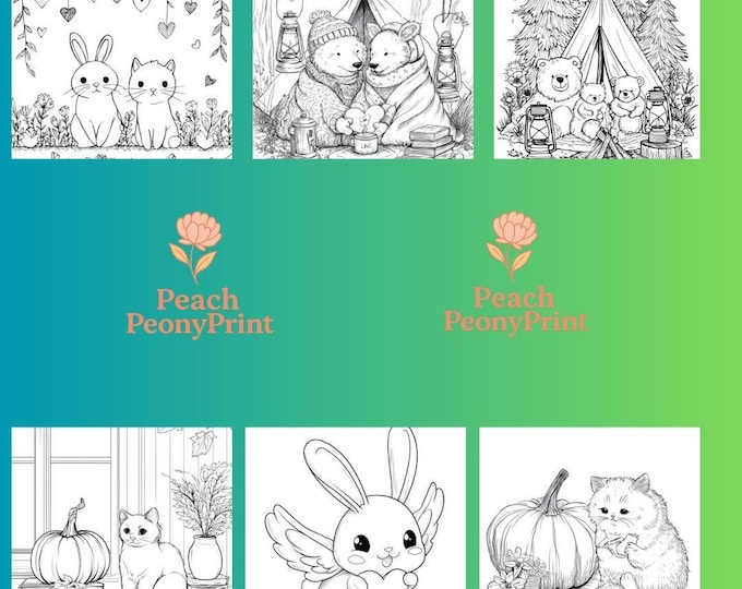 Fall Friends Digital Coloring Book Fun Fall Girls and Their Pets ...
