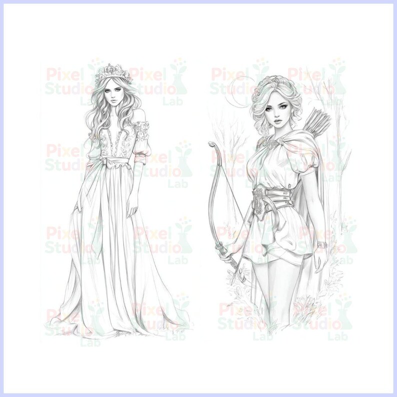 40 Heroines From Legend Coloring Pages I JPEG, PDF CMYK - Etsy