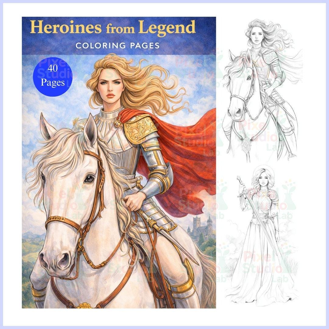 40 Heroines From Legend Coloring Pages I JPEG, PDF CMYK - Etsy