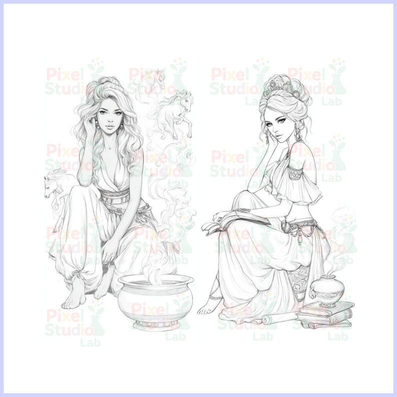 40 Heroines From Legend Coloring Pages I JPEG, PDF CMYK - Etsy