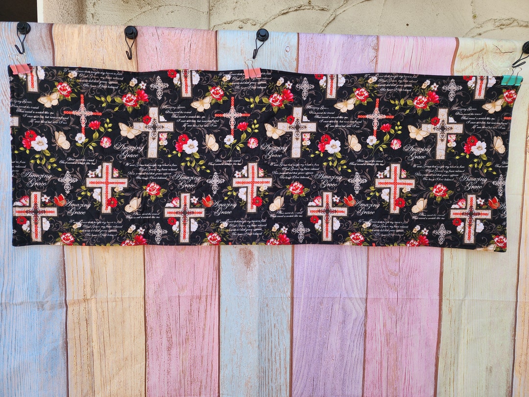 Handmade Quilted Table Runner Decor Floral Flowers Religious Church ...