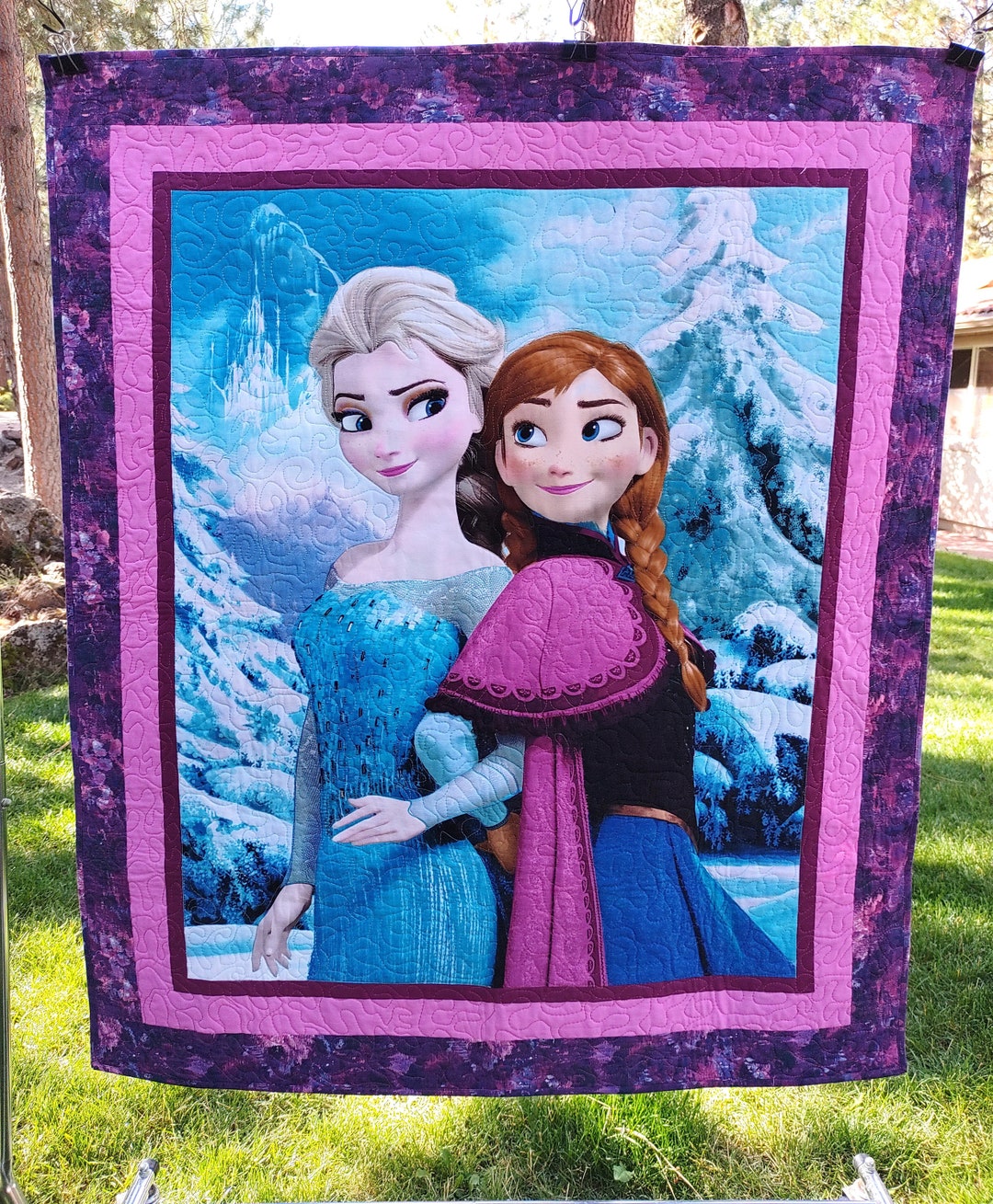 Handmade Disney Frozen Child's Lap Quilt Anna Elsa Warm Blanket Design ...