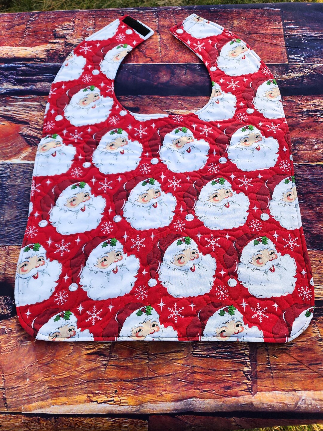 Handmade Special Needs Adult Bib Senior Citizen Quilted Christmas Retro ...
