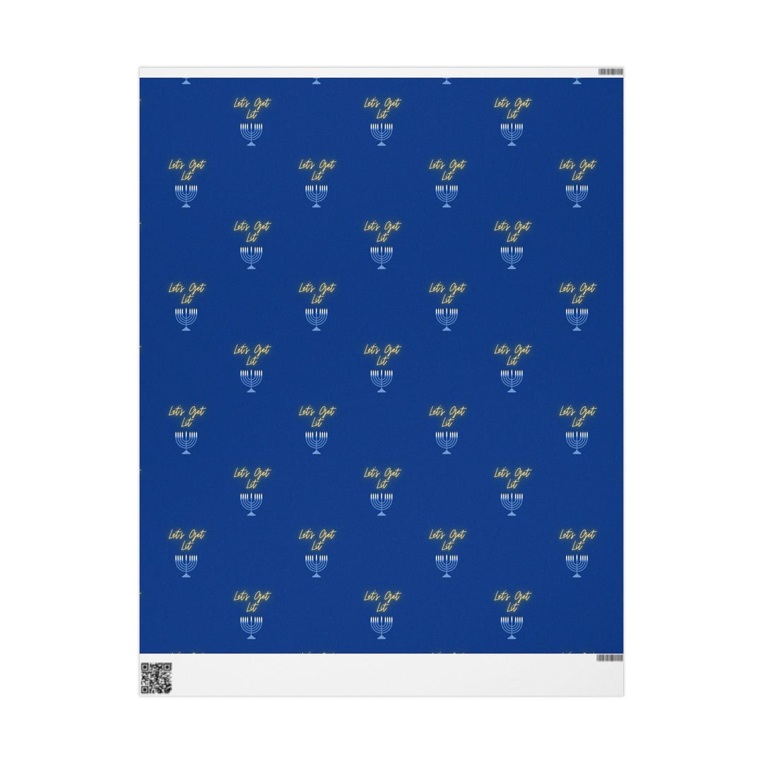 Hannukah Wrapping Paper, Jewish Gift Wrap, Let's Get Lit Design ...